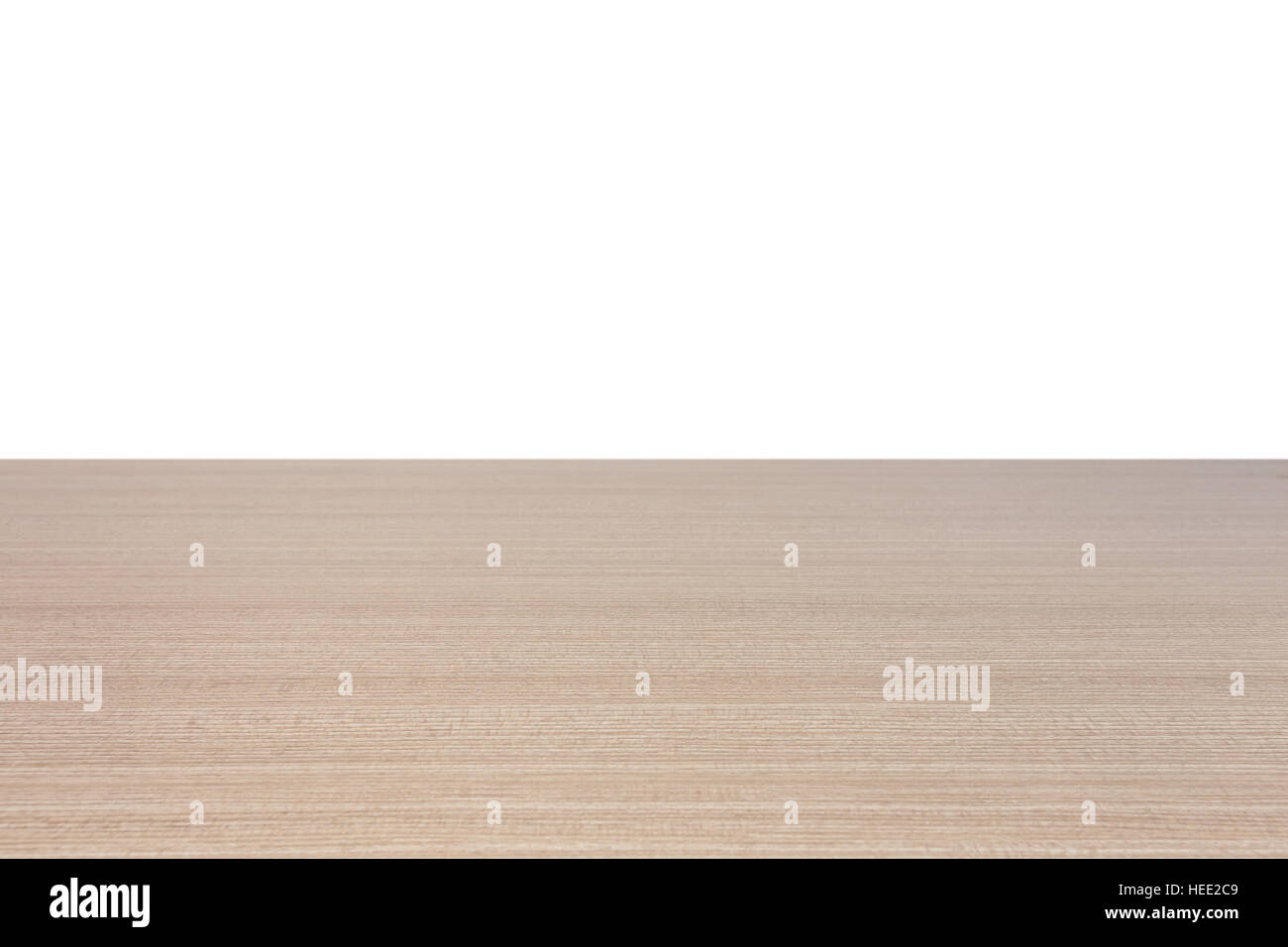 Empty top of wooden table or counter isolated on white background. For ...