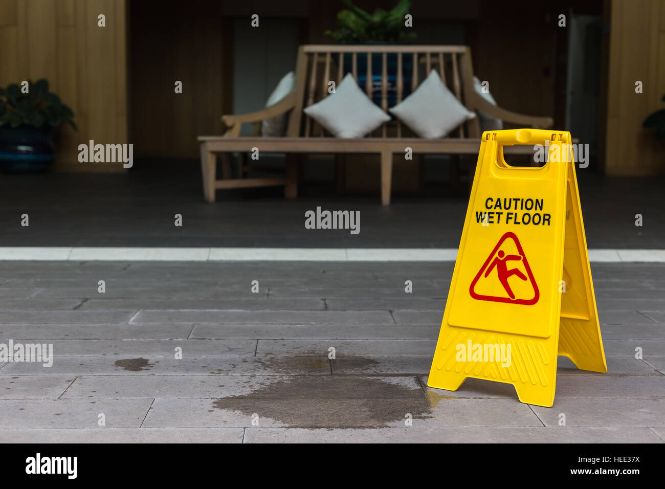 Warning sign on floor hi-res stock photography and images - Alamy