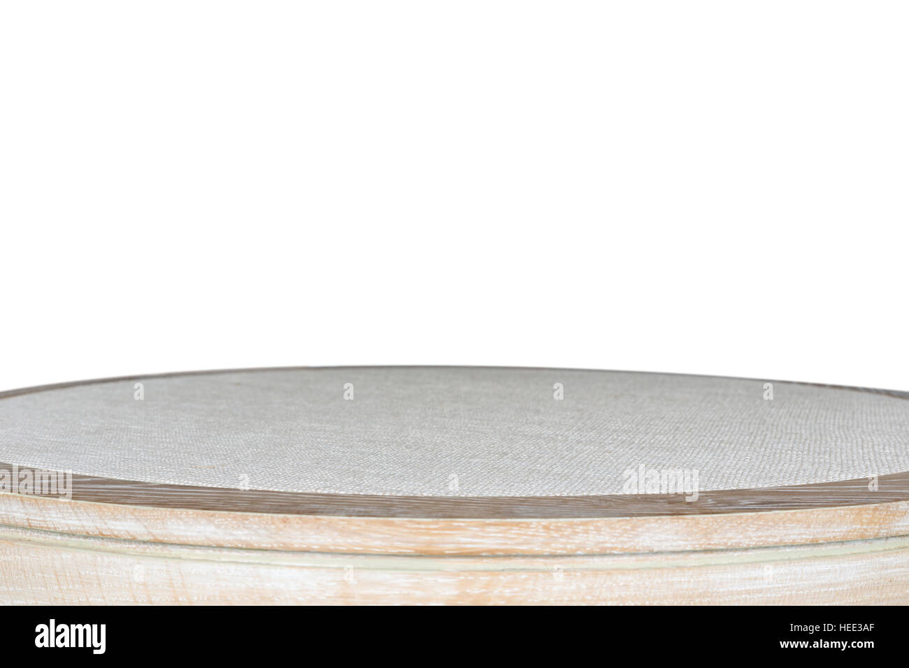 Empty top of wooden table or counter isolated on white background. For ...