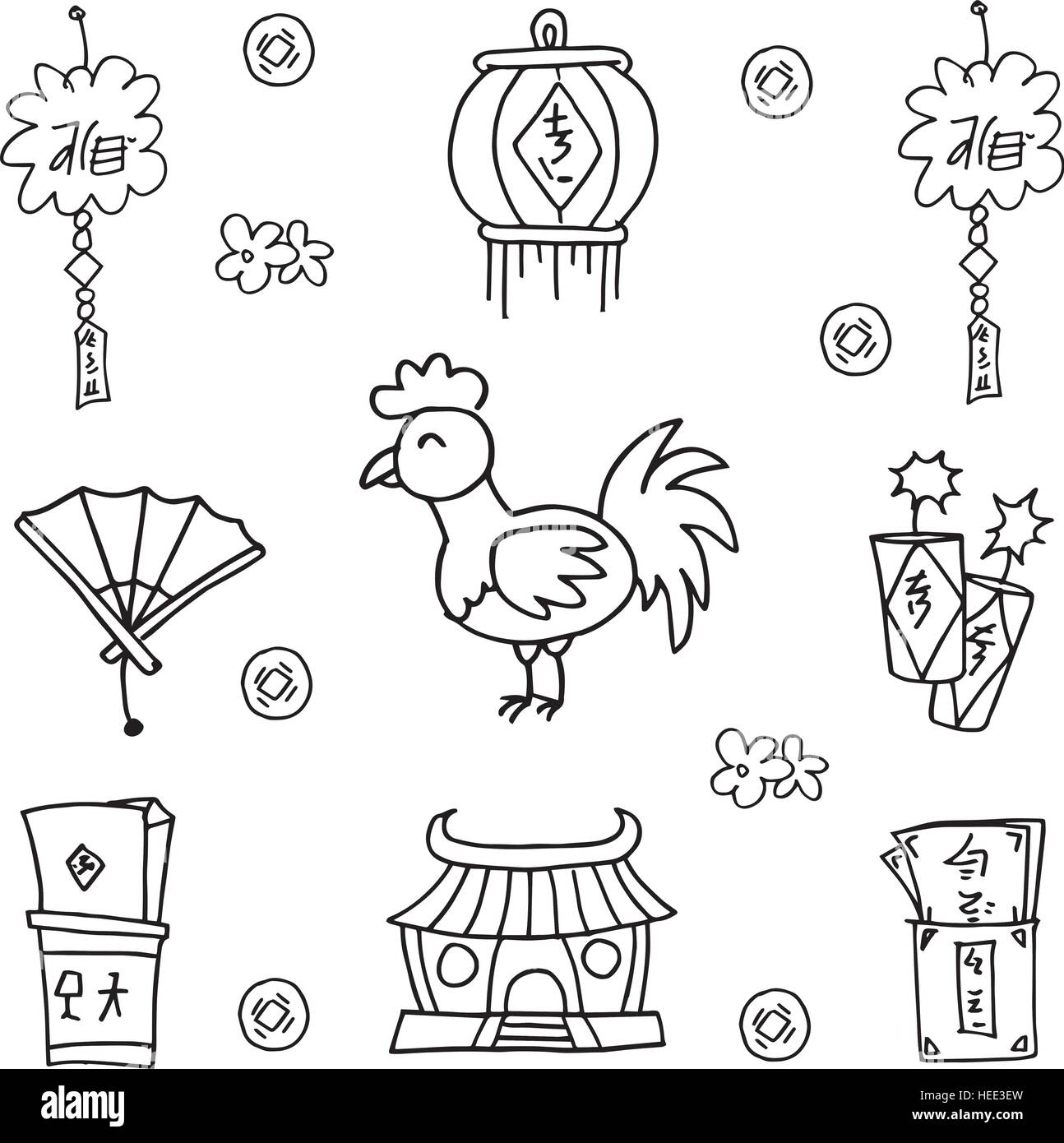 Illustration chinese new year doodles hi-res stock photography and ...