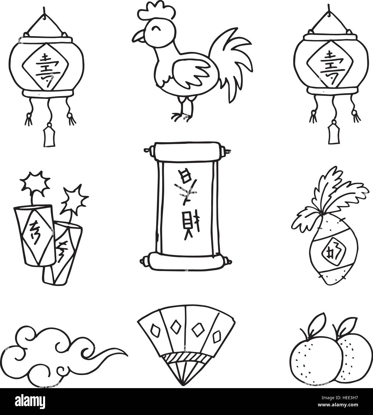 Illustration chinese new year doodles hi-res stock photography and ...