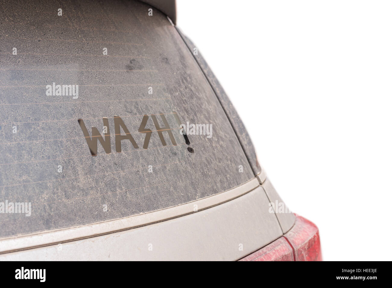 Backside of dirty car isolated on white background. Saved with clipping ...