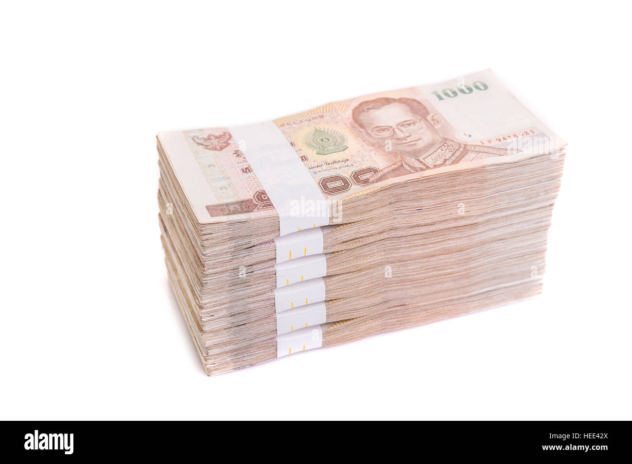 Close up stack of Thai money isolated on white background Stock Photo ...