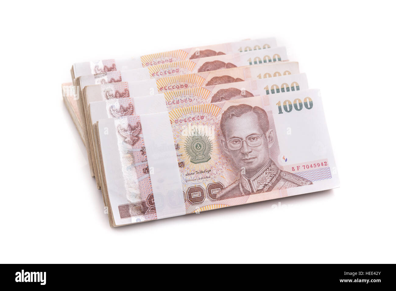 Close up stack of Thai money isolated on white background Stock Photo ...