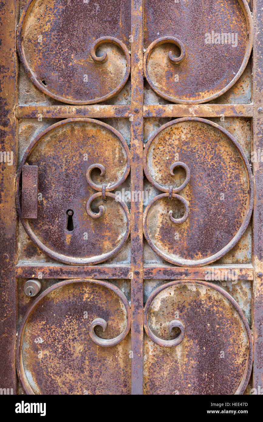 detail picture of an old ornated and rusted metal door Stock Photo - Alamy