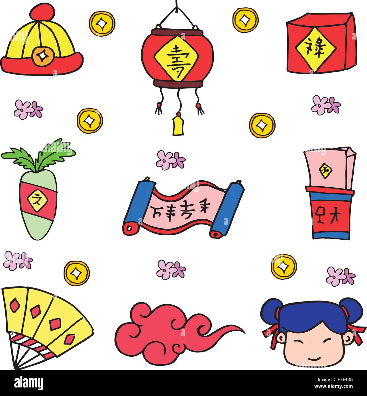 Vector Chinese New Year of doodles Stock Vector Image & Art - Alamy