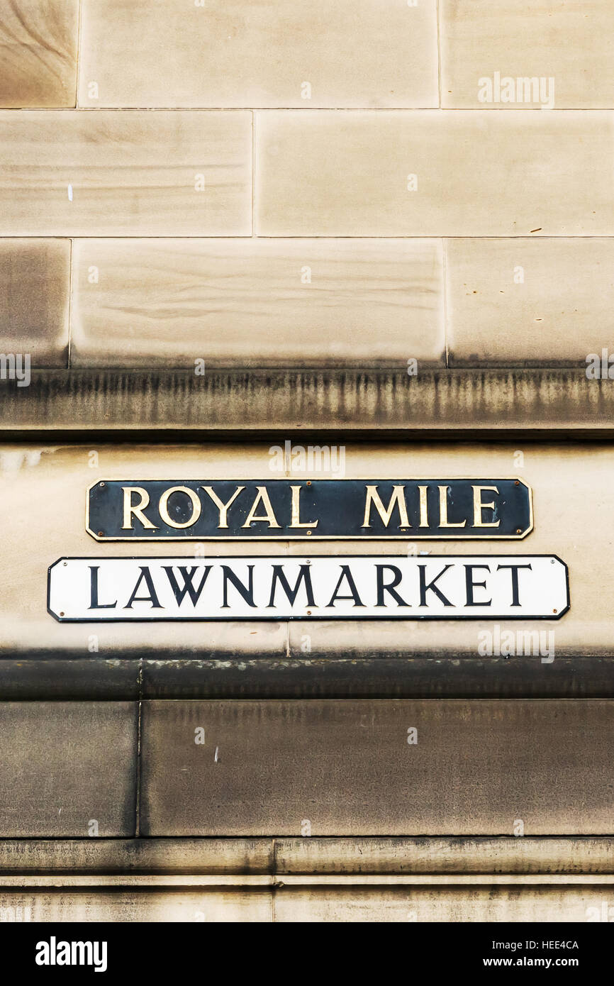 street name signs at a house wall in Edinburgh, Scotland, UK Stock ...