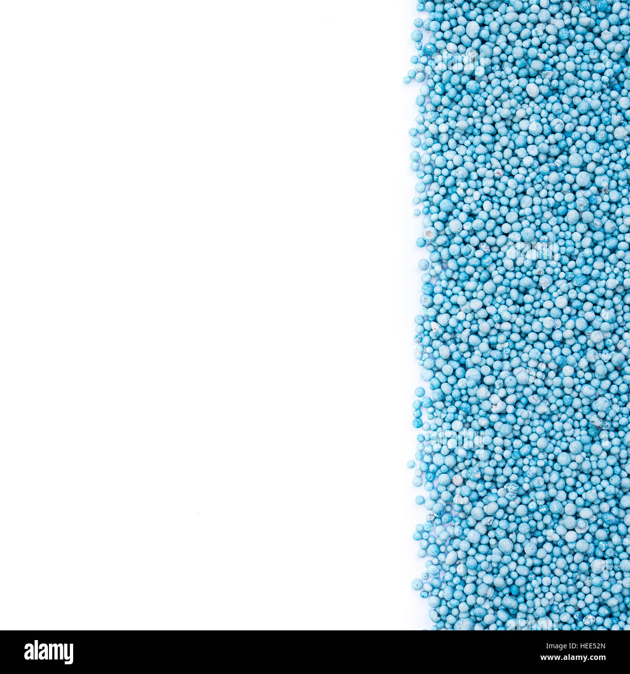 Top view of pattern blue urea fertilizer isolated on white background ...