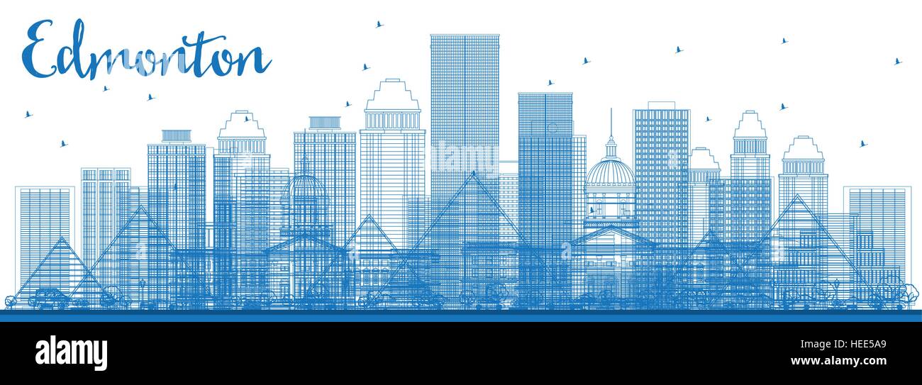 Outline Edmonton Skyline with Blue Buildings. Vector Illustration ...