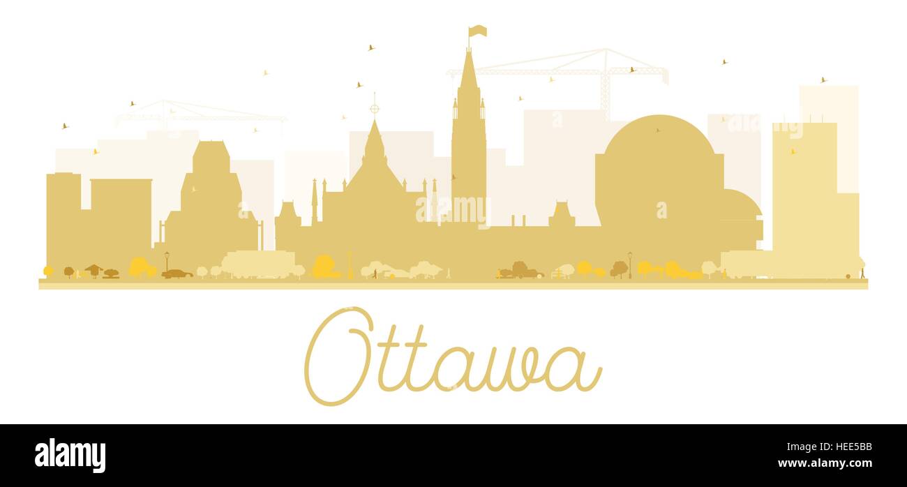 Ottawa City skyline golden silhouette. Vector illustration. Simple flat ...