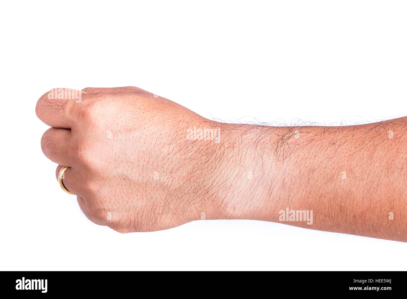 Different skin color tone on wrist under the watch on white background ...