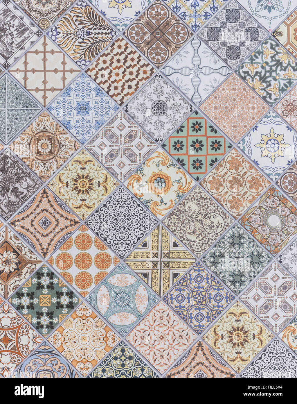 Pattern of vintage style wall tile texture and background Stock Photo ...