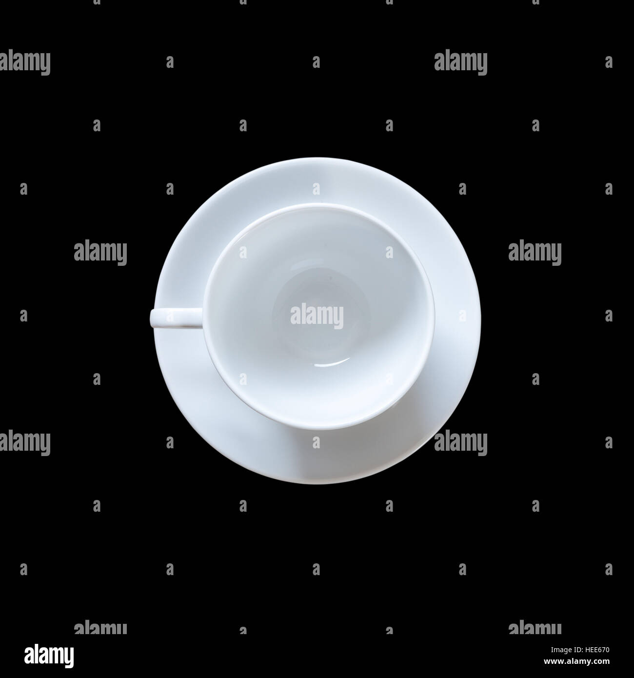 Top view empty coffee cup isolated on black background. Saved with ...