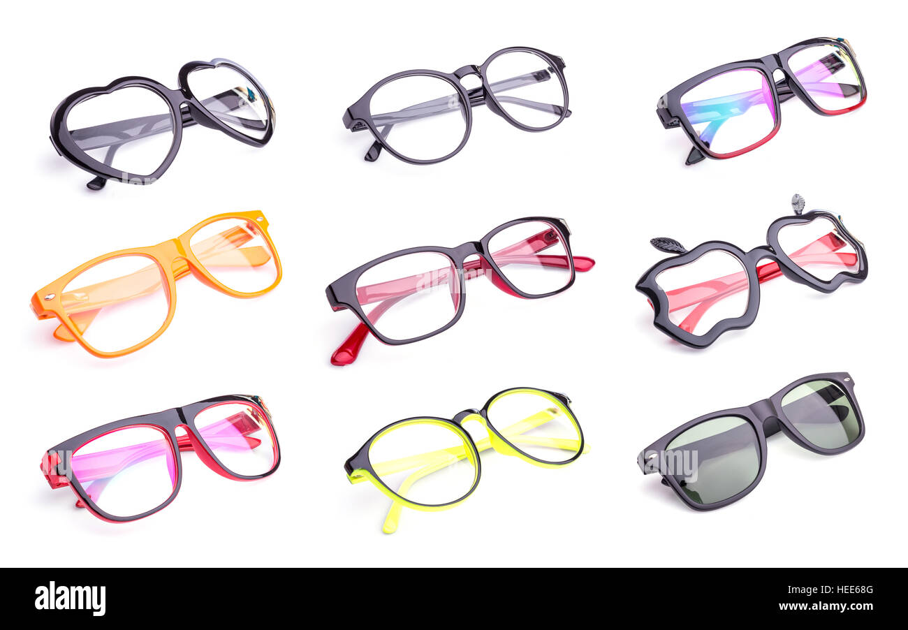 Set of fashion eye glasses isolated on white background Stock Photo - Alamy