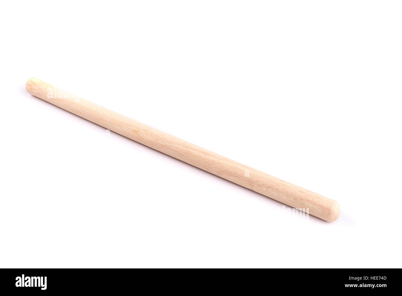 Close up long white wooden stick use for bakery isolated on white ...