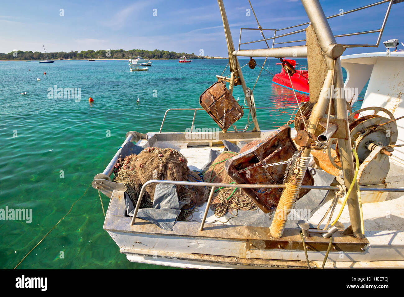 Old rusty fishing trawler in harbor view Stock Photo - Alamy