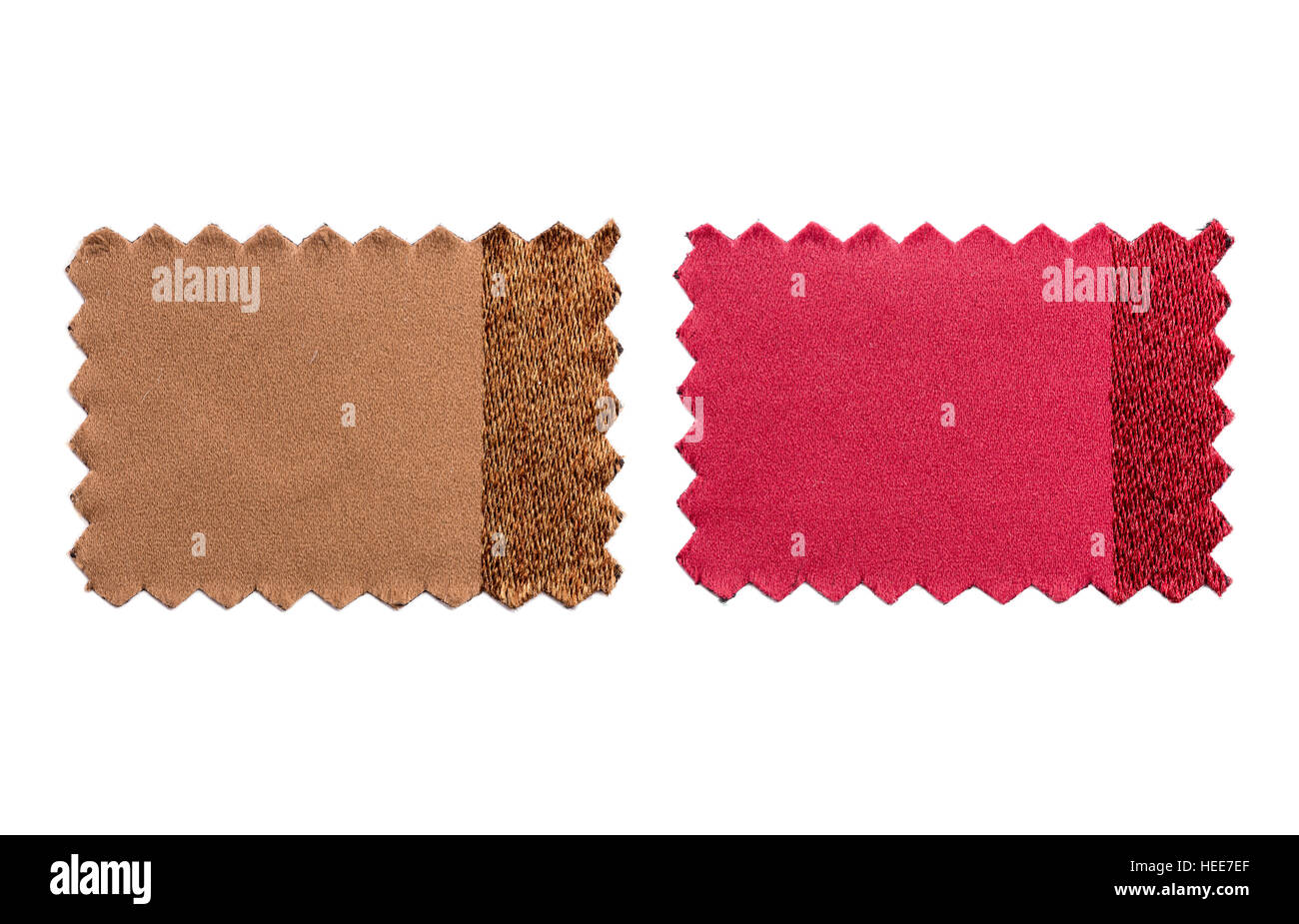 Set of sample pieces color fabric isolated on white background Stock ...