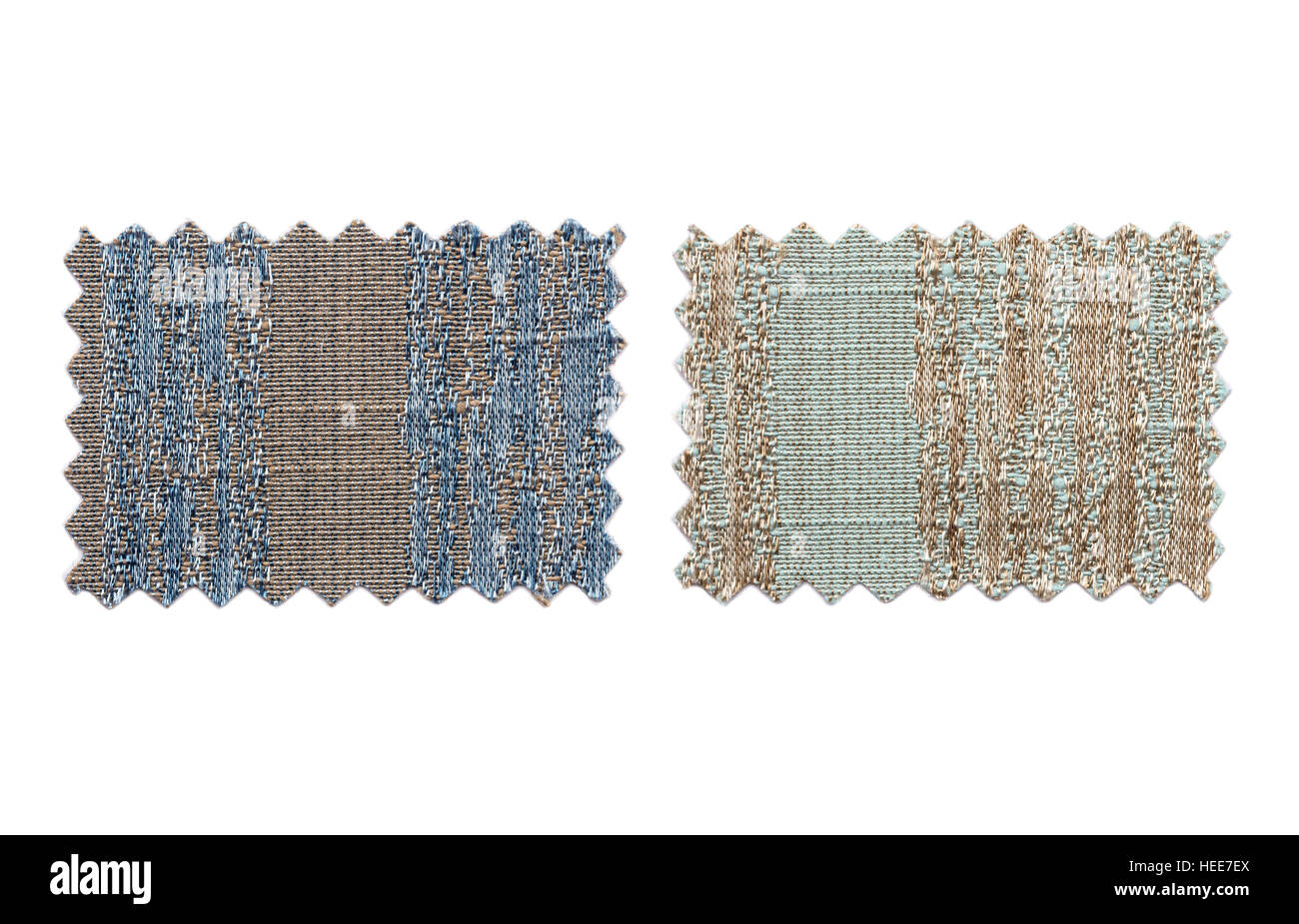 Set of sample pieces color fabric isolated on white background Stock ...