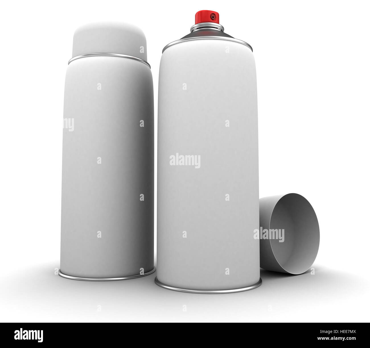 3d illustration of spray can open and closed with cap Stock Photo - Alamy
