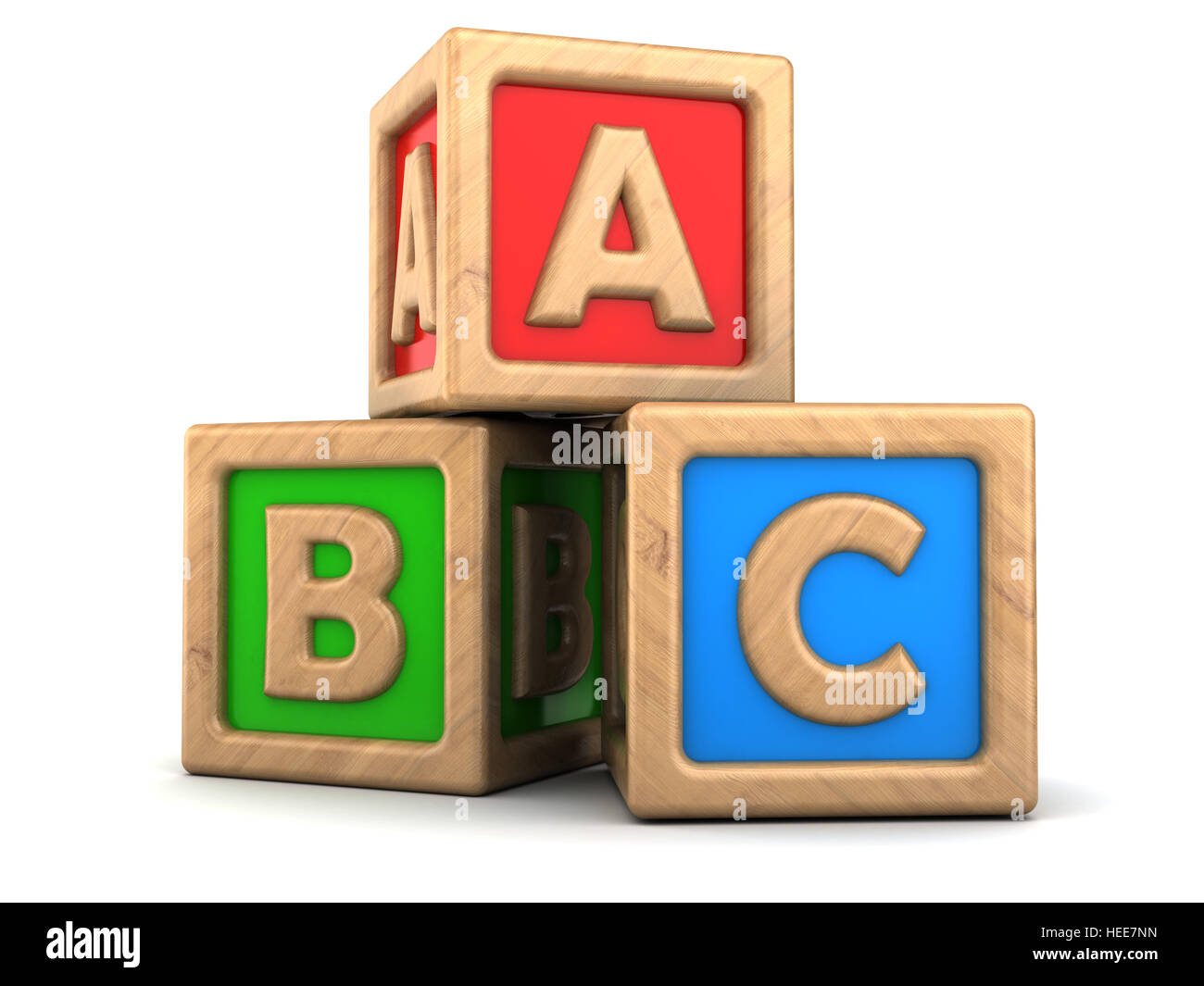 3d illustration of abc toy cubes over white background Stock Photo - Alamy