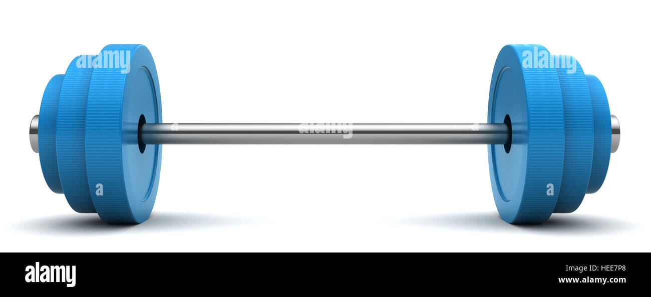 3d illustration of blue colored barbell over white background Stock ...