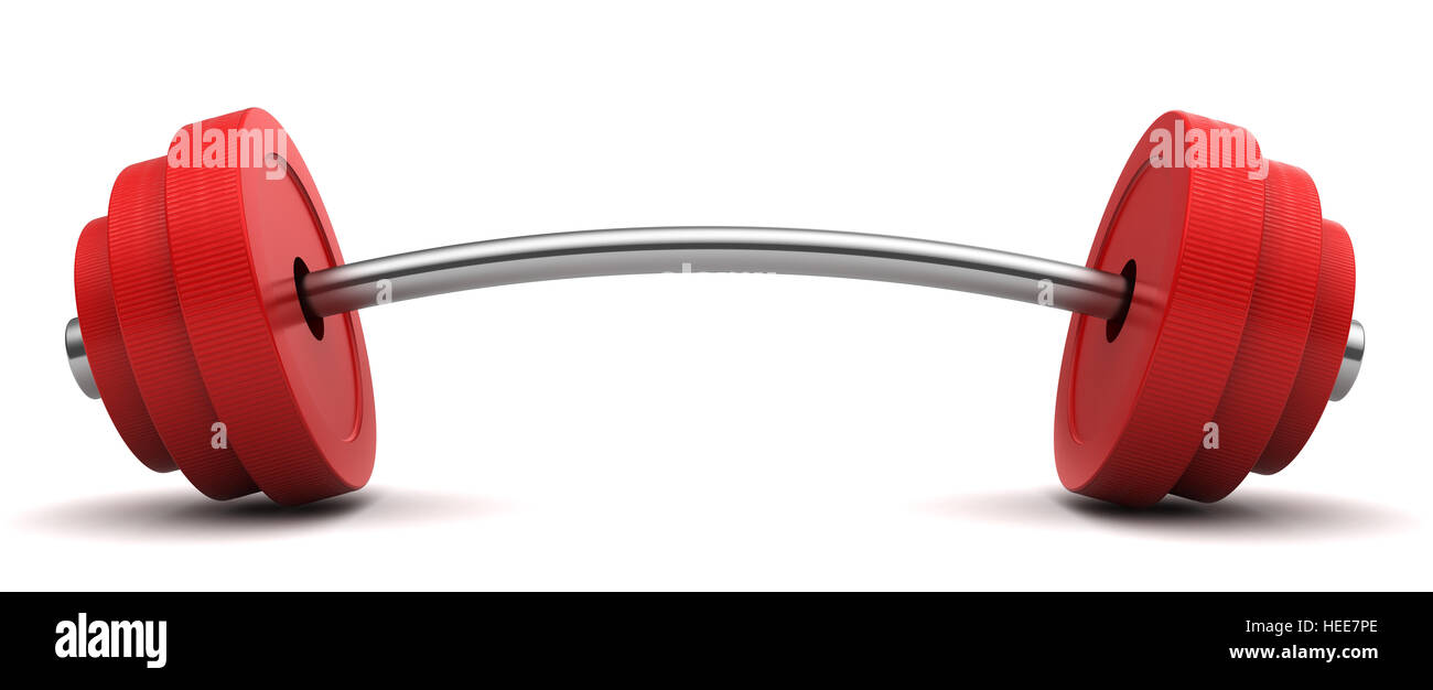 3d illustration of red colored barbell over white background Stock ...