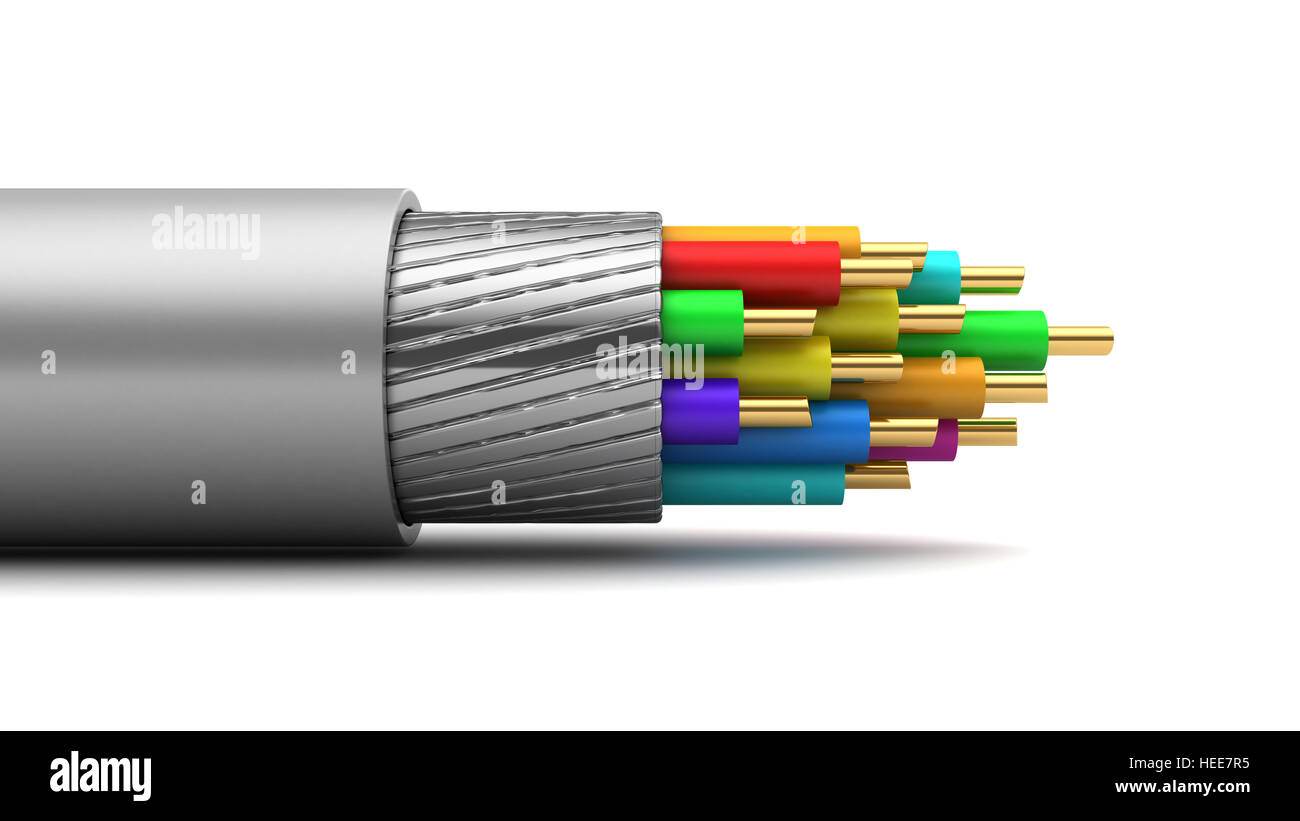 3d illustration of cable inside structure, over white background Stock ...