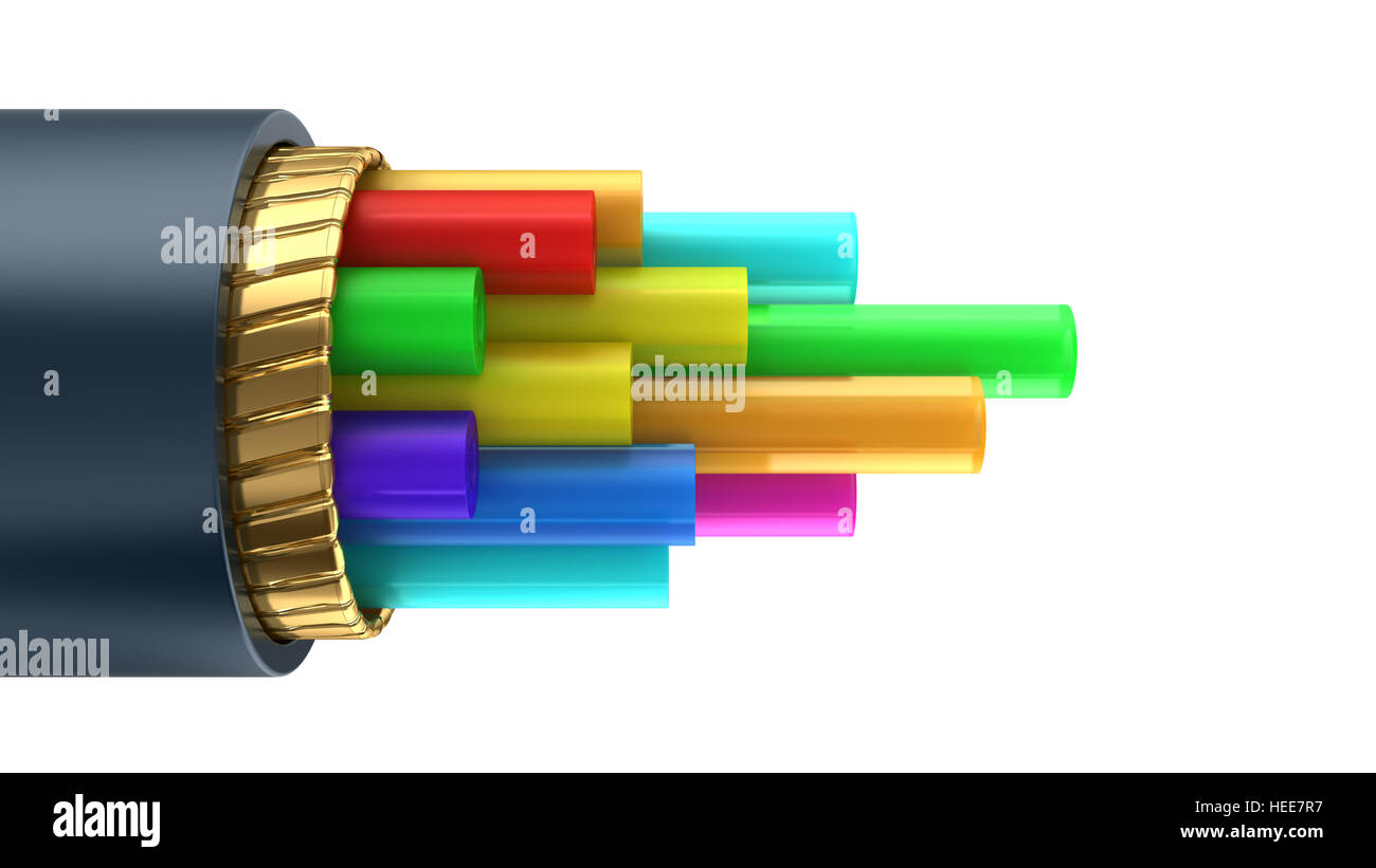 abstract 3d illustration of fiber optics cable structure Stock Photo ...