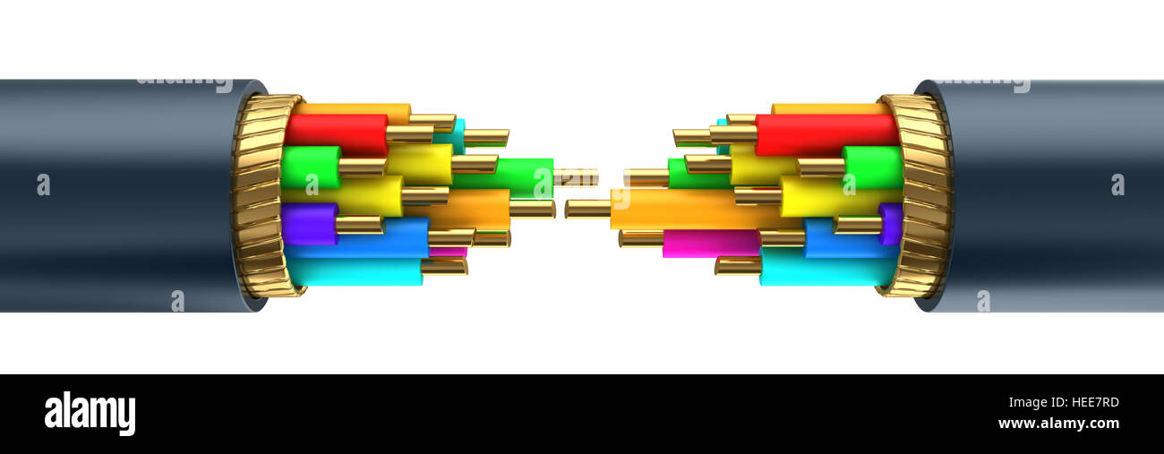 3d illustration of data cable break over white background Stock Photo ...