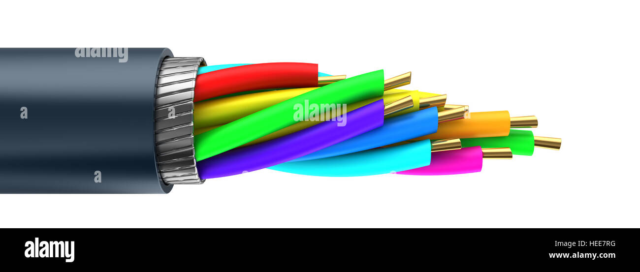 3d illustration of cable end over white background Stock Photo - Alamy