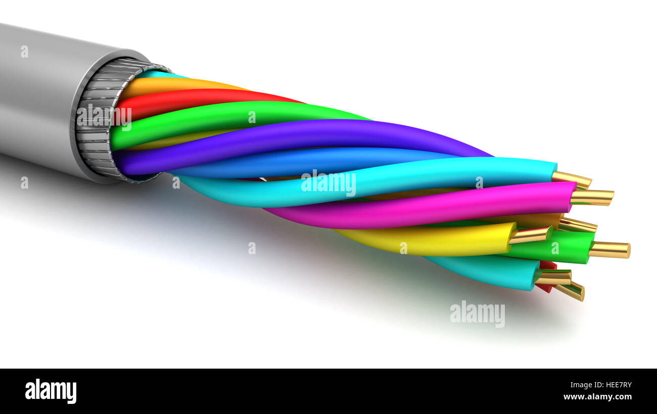 3d illustration of data cable over white background Stock Photo - Alamy
