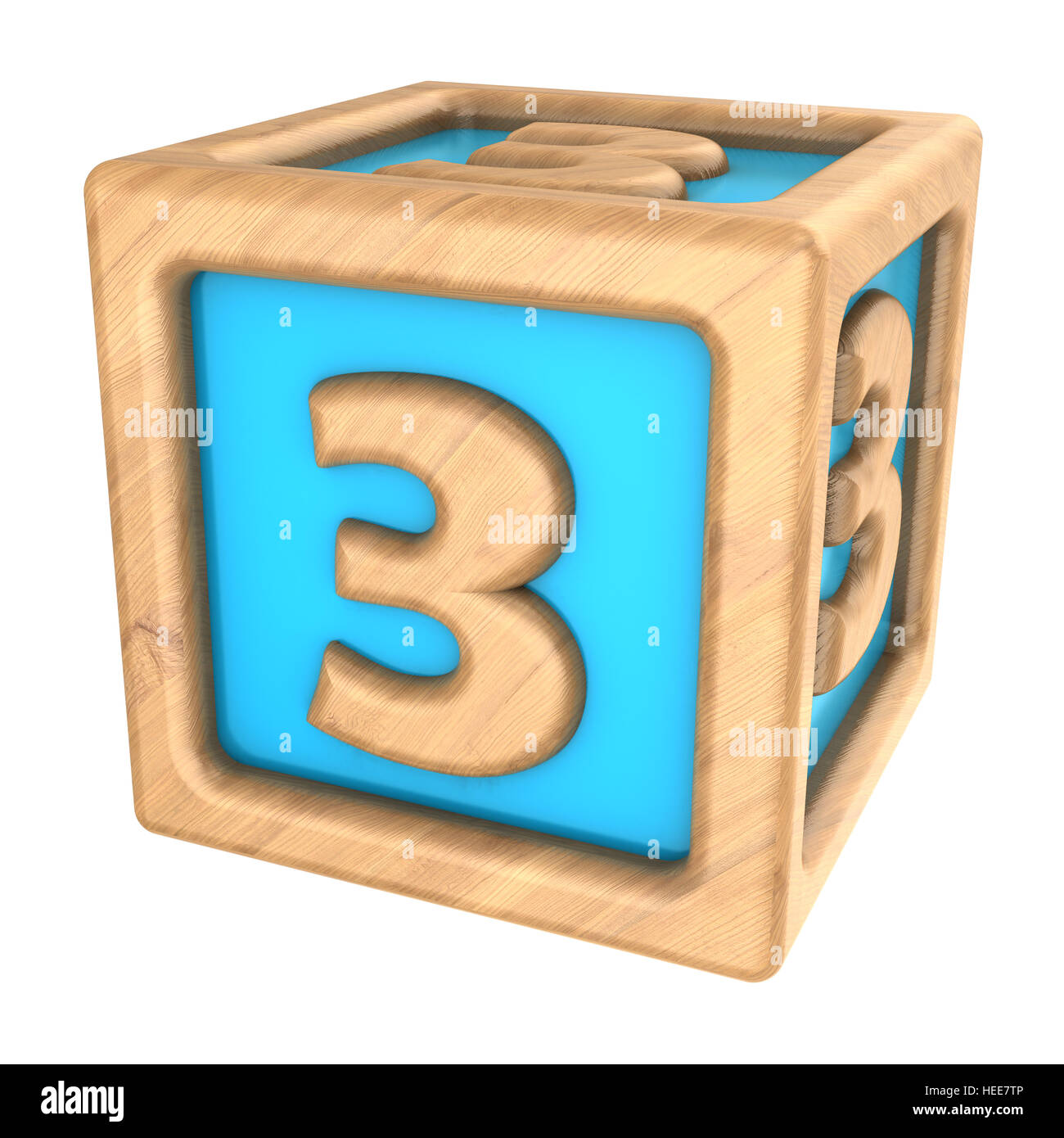 3d illustration of toy cube with sign '3' on it Stock Photo - Alamy
