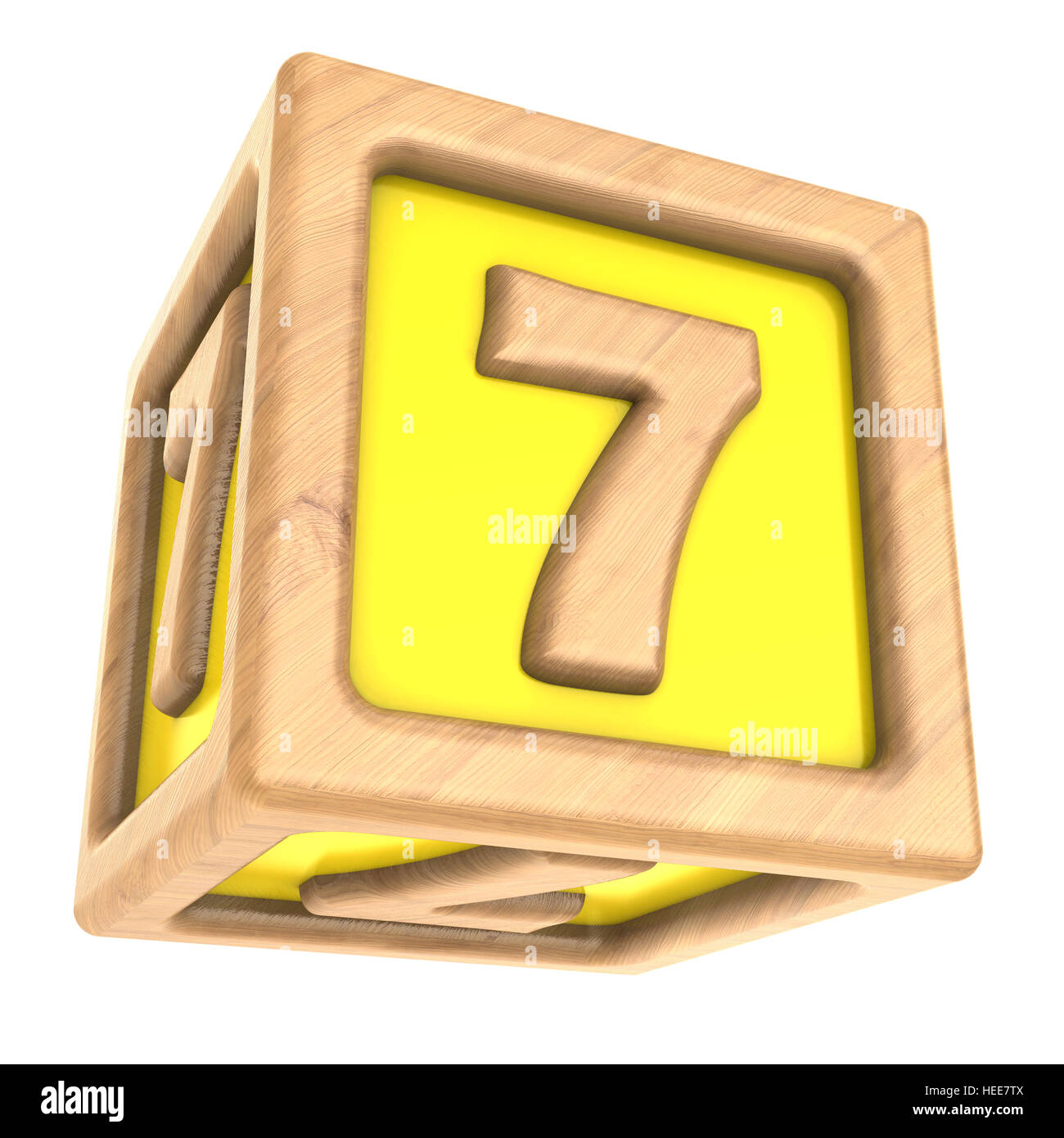 3d illustration of toy cube with sign '7' on it Stock Photo - Alamy