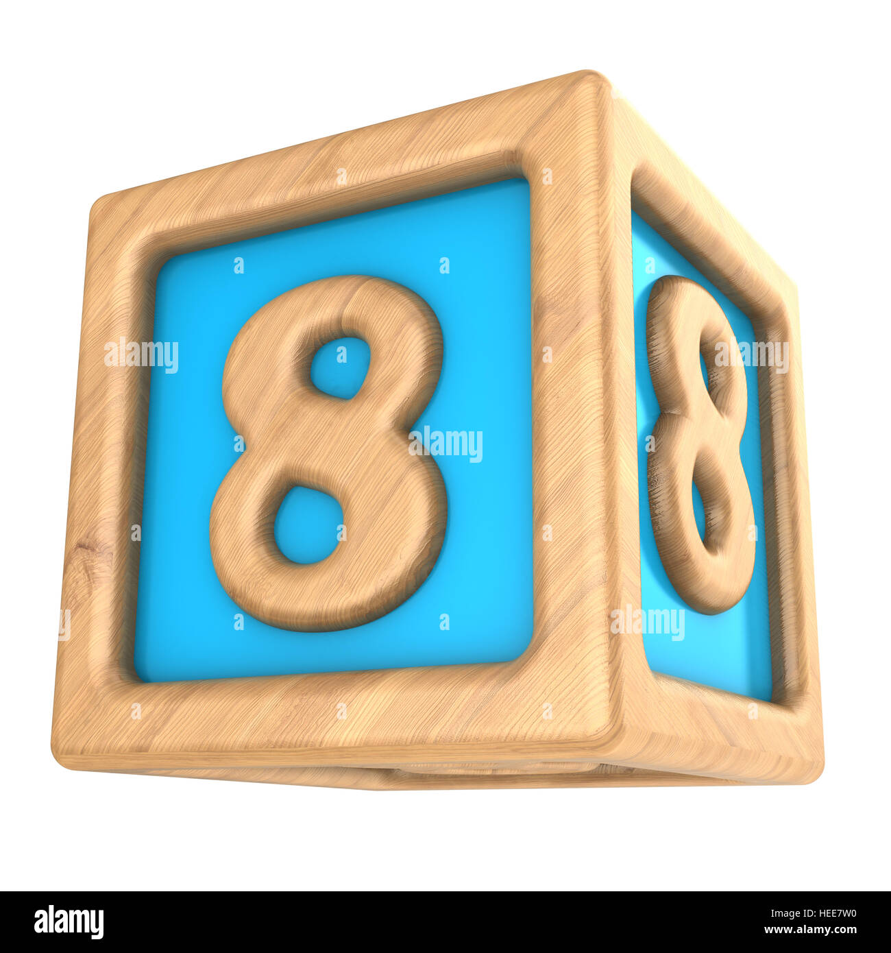 3d illustration of toy cube with sign '8' on it Stock Photo - Alamy