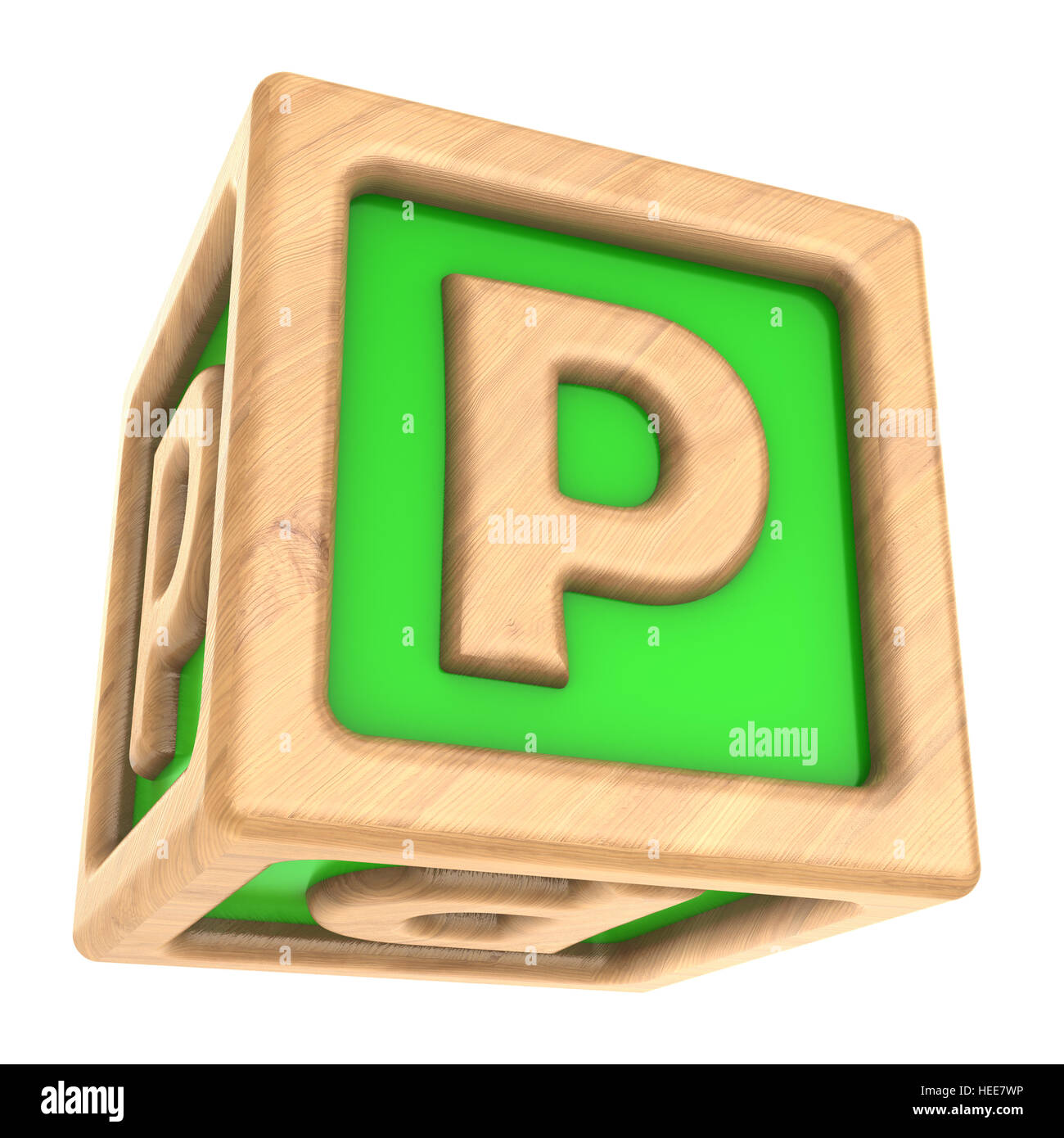 3d illustration of toy cube with sign 'p' on it Stock Photo - Alamy
