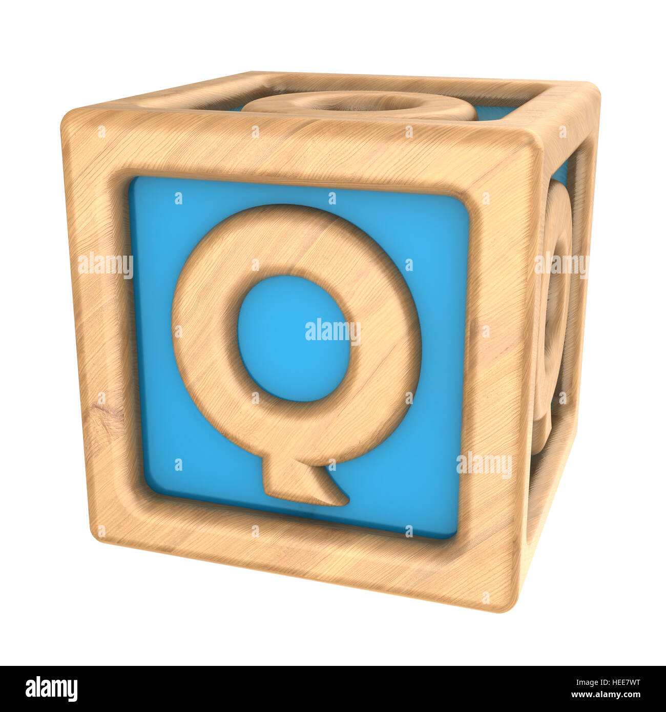 3d illustration of toy cube with sign 'q' on it Stock Photo - Alamy