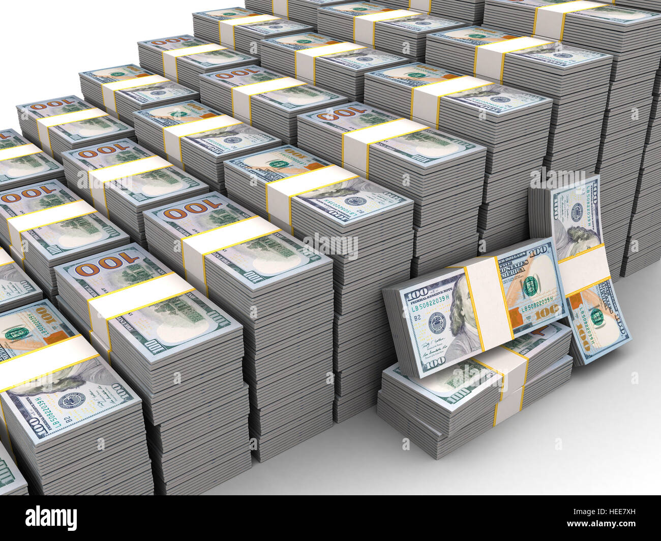 3d illustration of stairs with 100 dollar stacks Stock Photo - Alamy