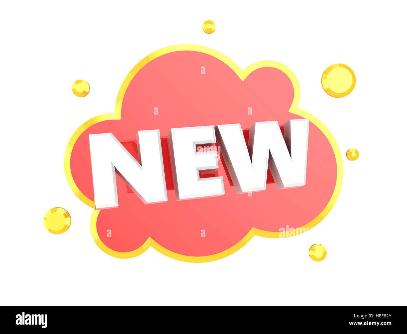 3d illustration of new sign and cloud symbol, over white background ...