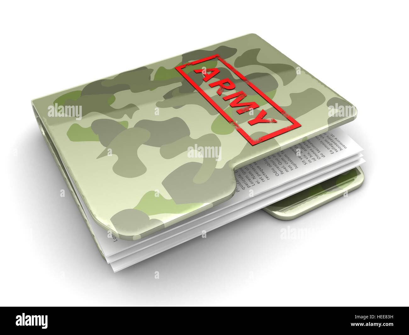 3d illustration of army documents over white background Stock Photo - Alamy