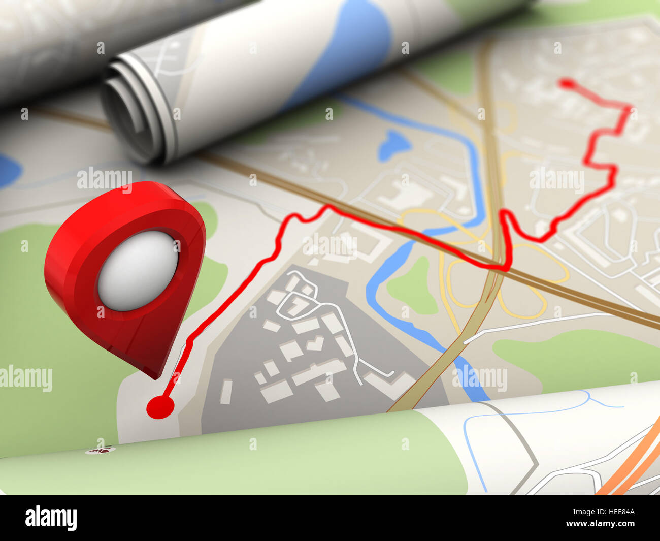 3d illustration of road with route final target Stock Photo - Alamy