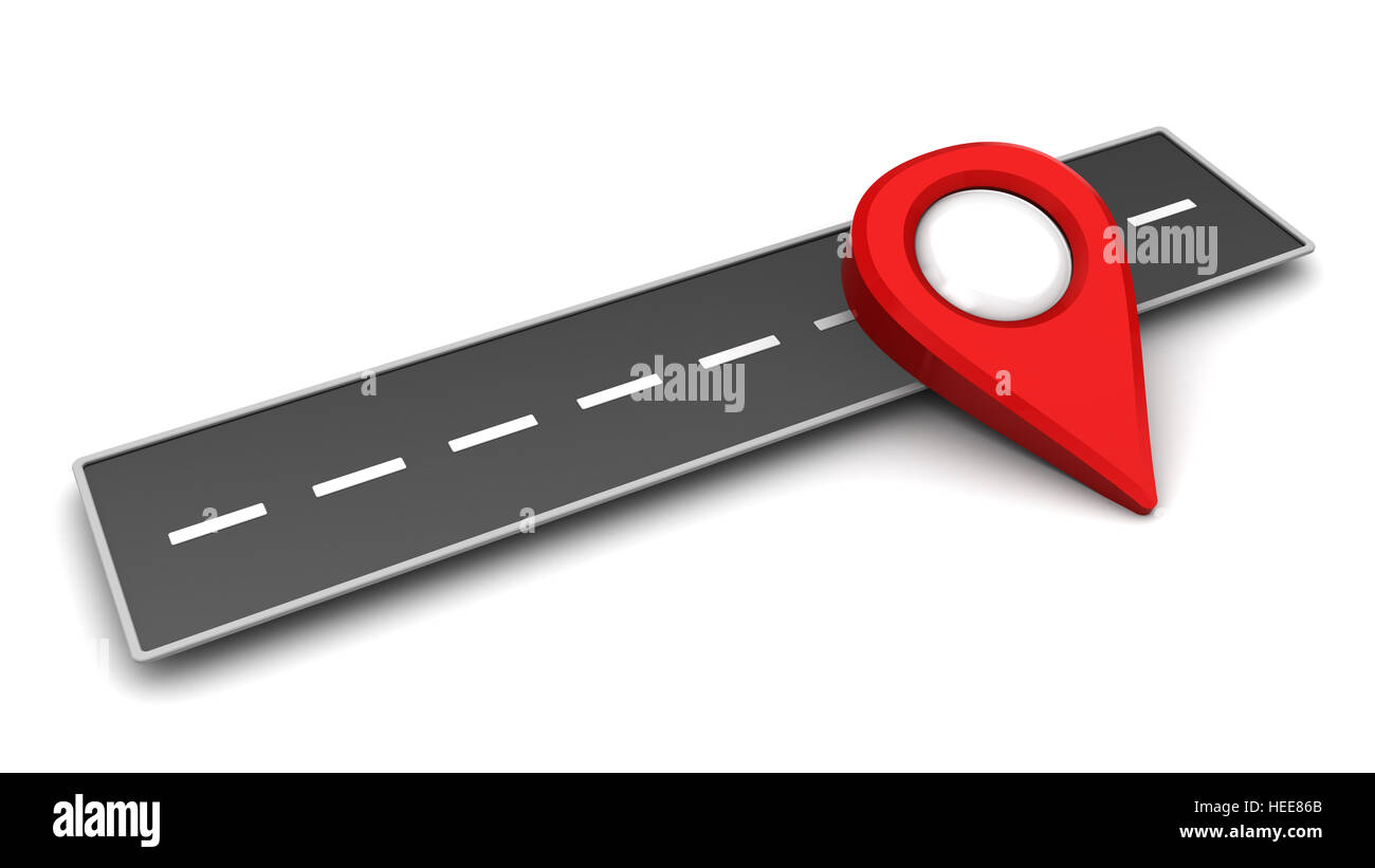 abstract 3d illustration of road and navigation point Stock Photo - Alamy