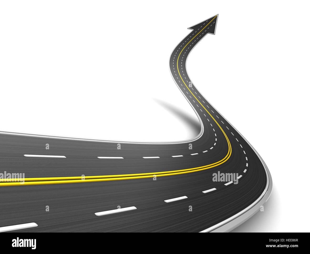 3d illustration of asphalt road with arrow, upward direction Stock ...