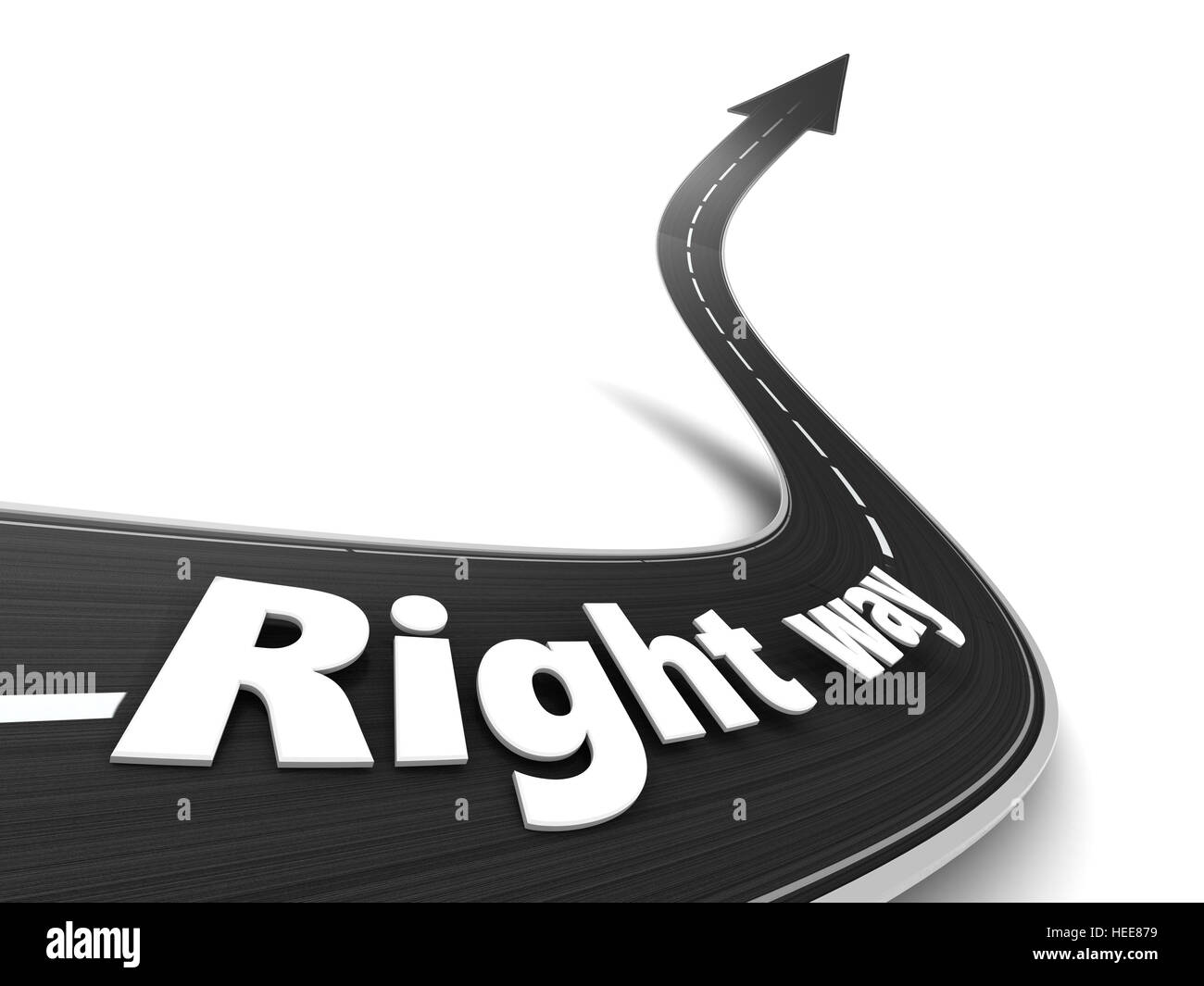 3d illustration of right way road, over white background Stock Photo ...
