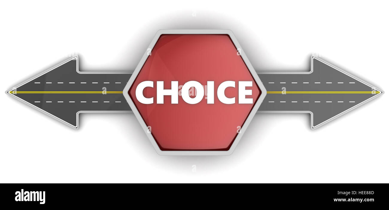 3d illustration of way choice concept, over white background Stock ...