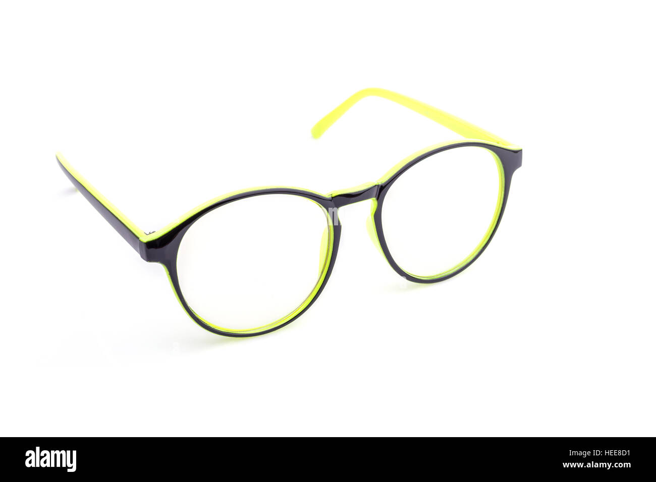 Close up black eye glasses isolated on white background Stock Photo - Alamy