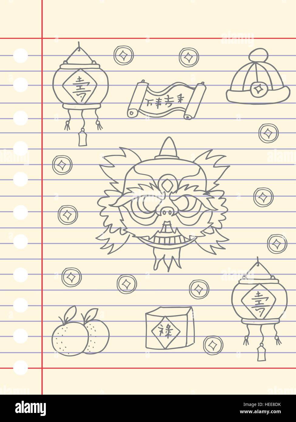 Greeting card Chinese theme with hand draw Stock Vector Image & Art - Alamy