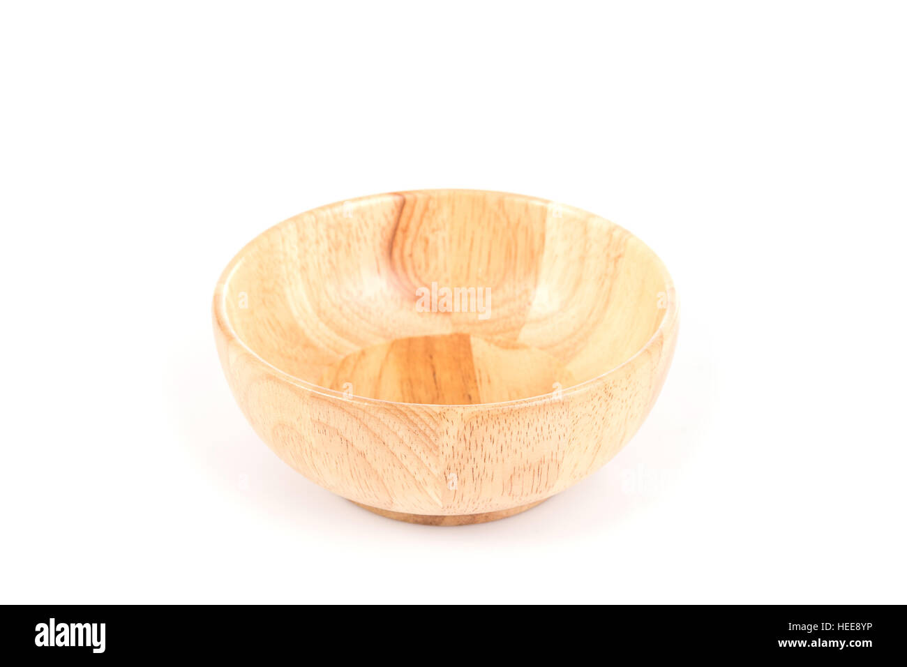 Close up empty wooden bowl isolated on white background Stock Photo - Alamy