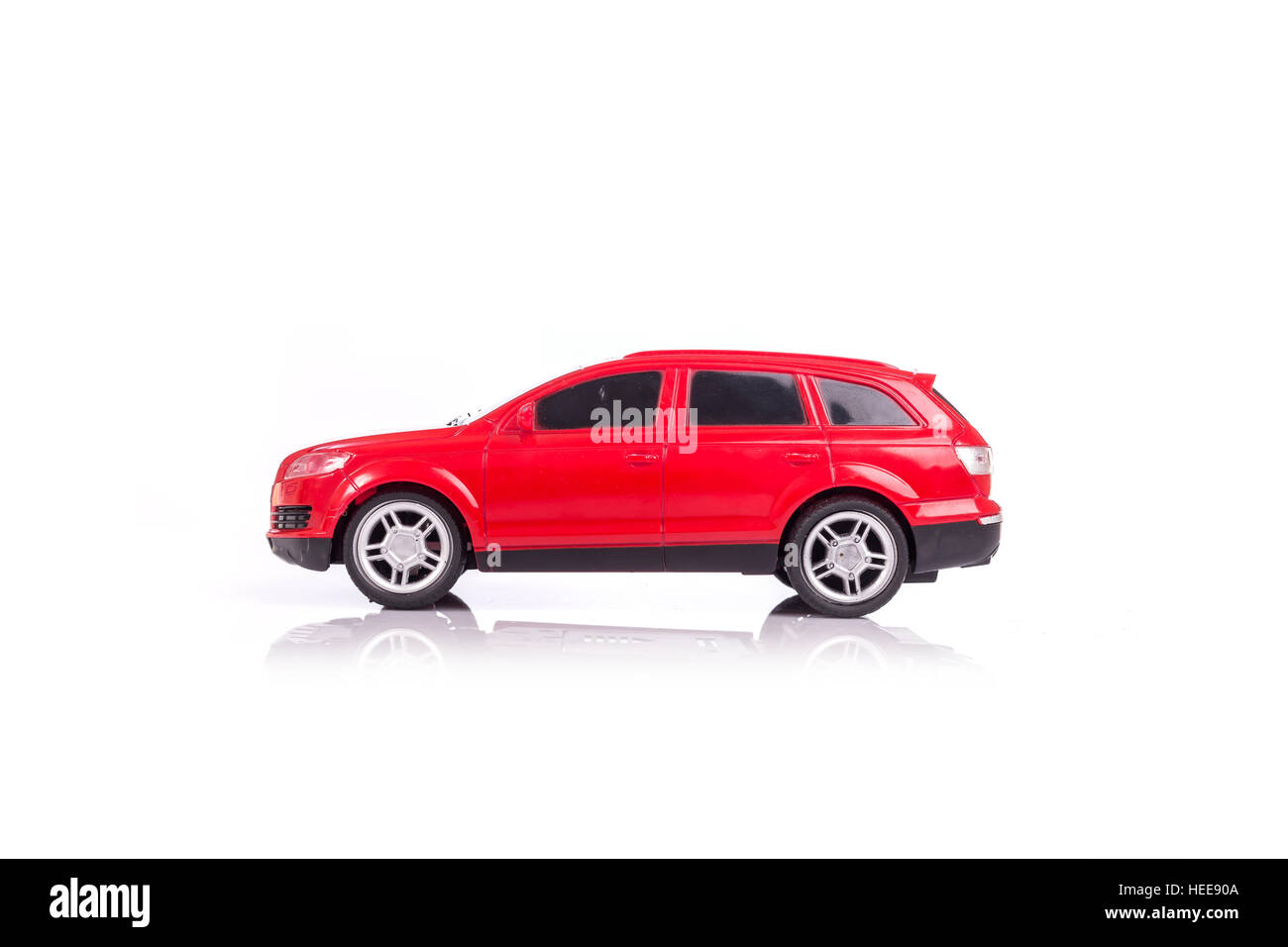 Red model car with reflection isolated on white background Stock Photo ...