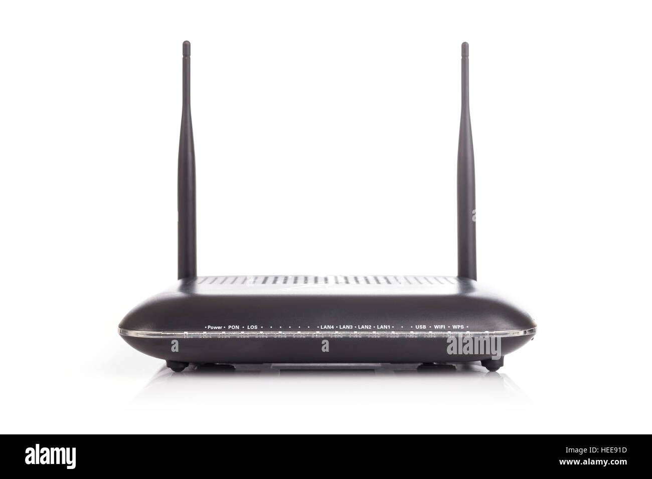 New black Wireless Router isolated on white background Stock Photo - Alamy