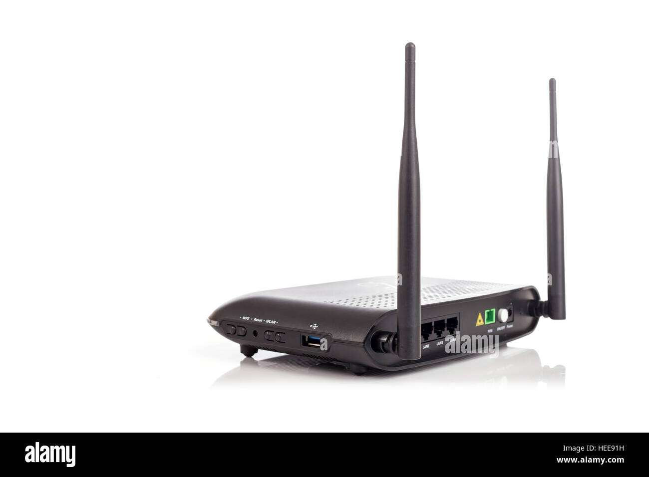 New black Wireless Router isolated on white background Stock Photo - Alamy